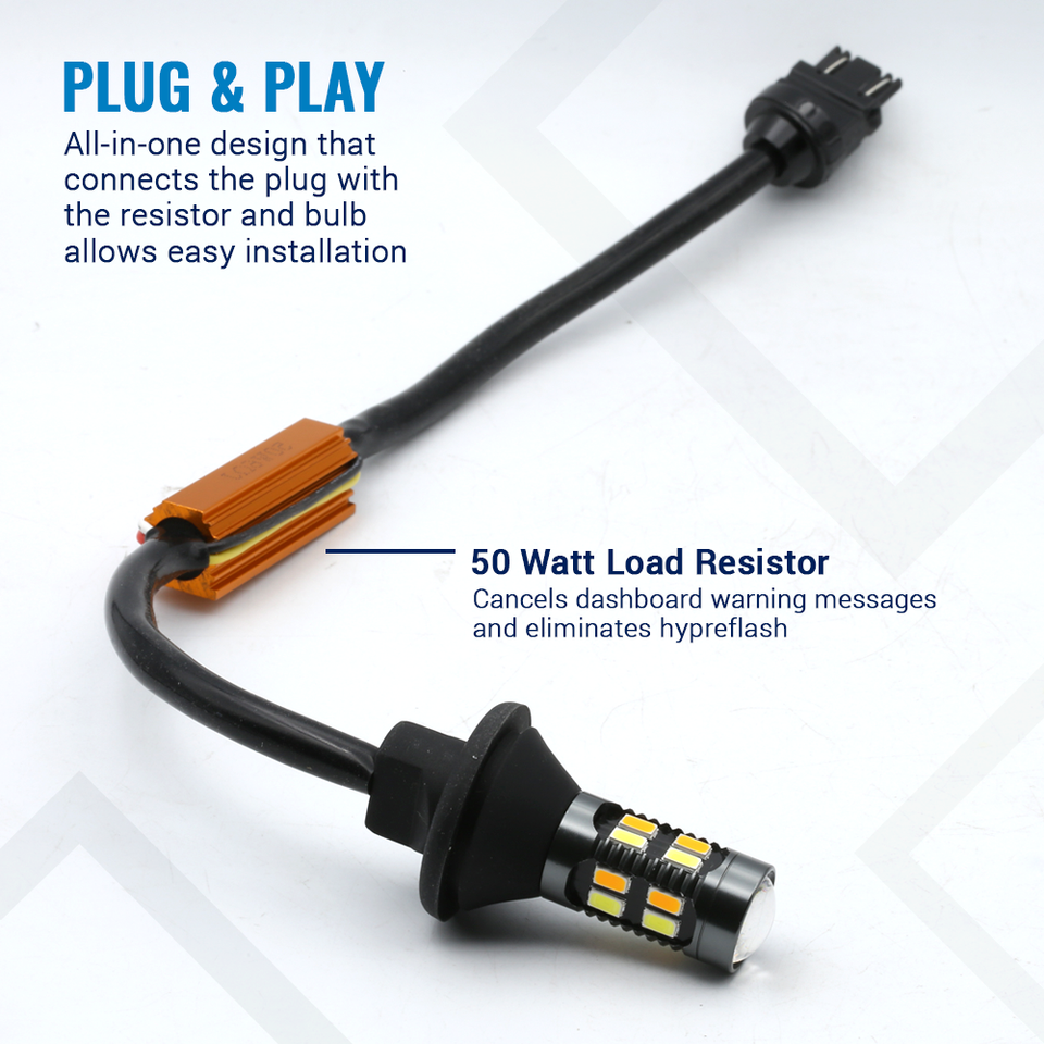 2x 3157/4114K Error-Free Switchback LED White Amber Turn Signal/DRL ...