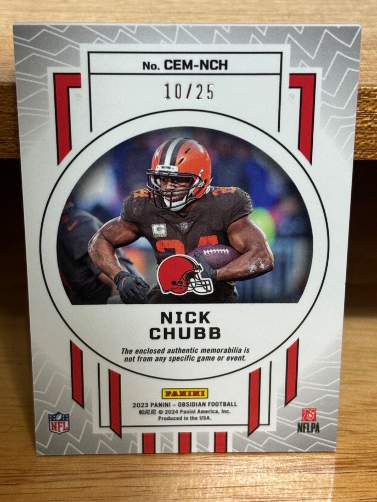 2023 Obsidian Nick Chubb Tri Color Patch Cutting Edge /25 Green ...