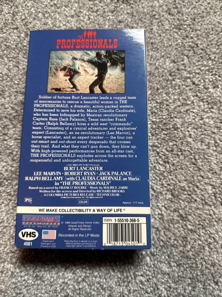 The Professionals VHS – Burt Lancaster, Lee Marvin Western Action ...