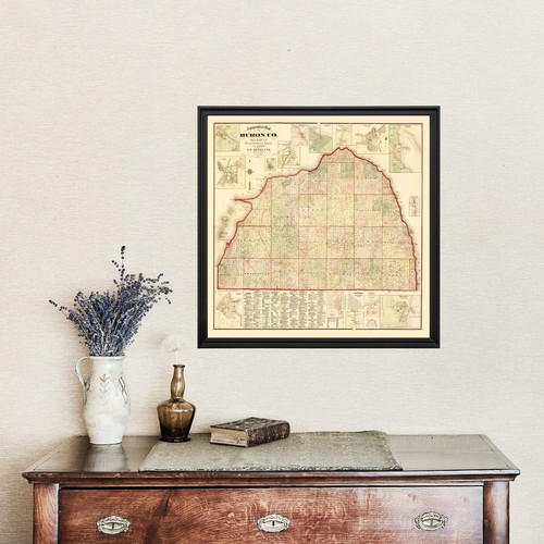 Old Map of Huron County, MI 1875 - Vintage Michigan Art | eBay