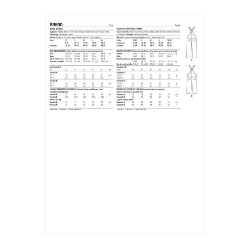 Simplicity Sewing Pattern 9590 Misses 6-24 Easy Overalls Ankle or ...