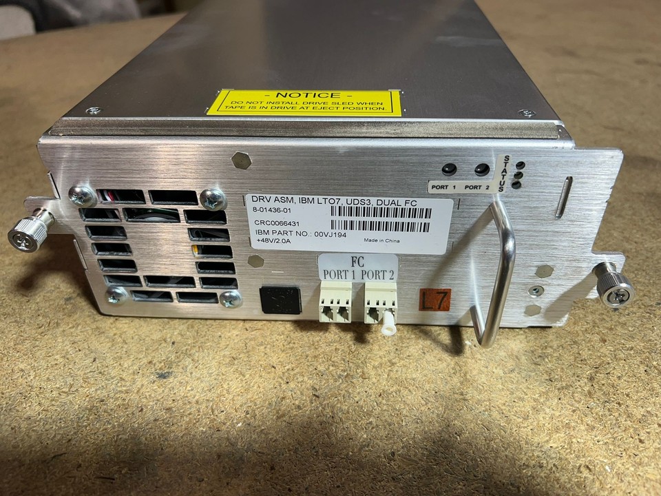 IBM LTO-7 FC Full Height Ultrium7 Tape Drive UDS3 DUAL-FC 00VJ194 ...