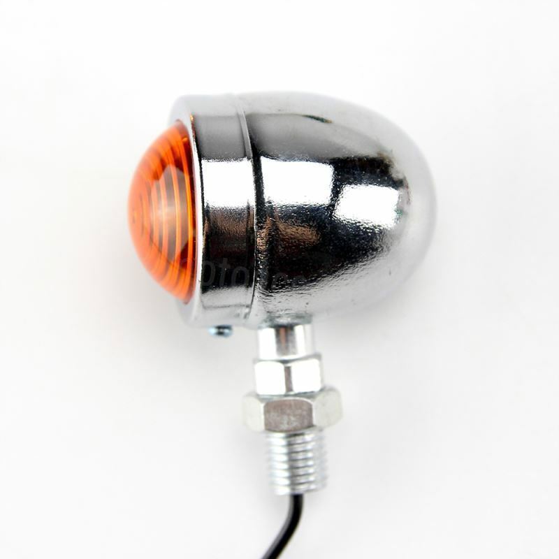 4x Chrome Motorcycle Turn Signals Bullet Blinker Indicator Light Amber ...