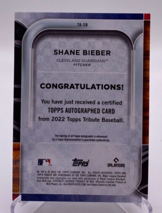 2022 TOPPS TRIBUTE SHANE BIEBER AUTO 10/50 CLEVELAND GUARDIANS | eBay