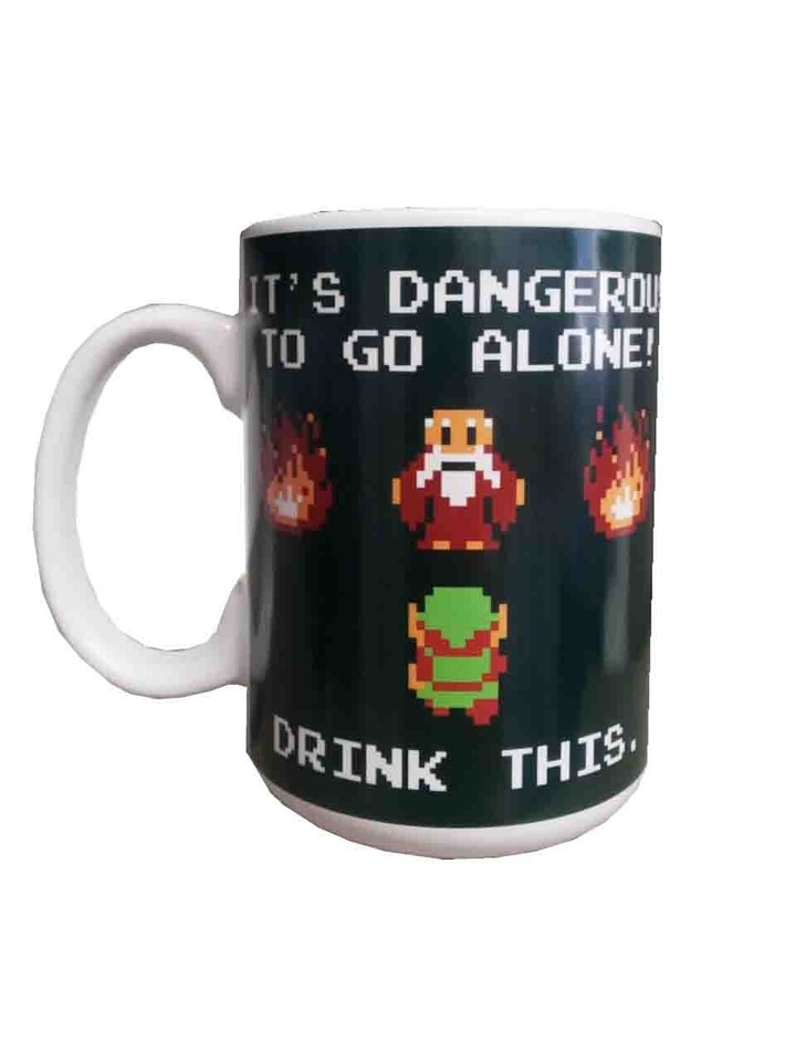 Legend Of Zelda Nintendo Coffee Mug 15 Oz It's Dangerous To Go Alone ...