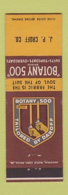 Matchbook Cover - Botany 500 Men's Clothes JP Croff | eBay