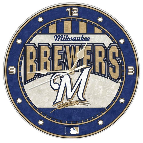 Milwaukee Brewers 12" Art Glass Wall Clock 687746446172| eBay