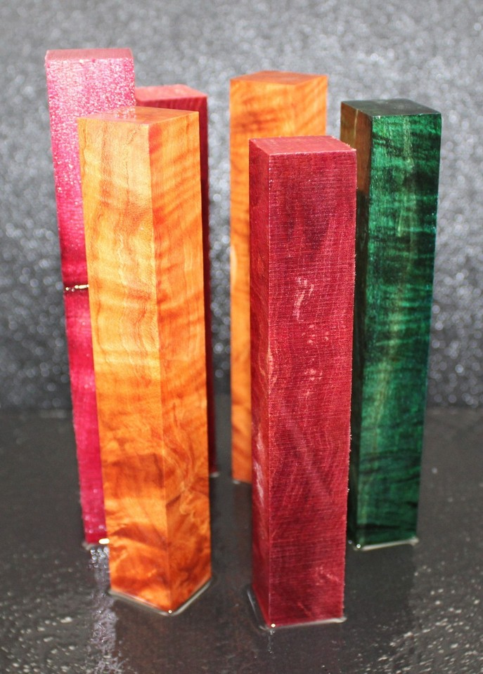 Stabilized Dyed Turning Pen Blocks/Maple/Walnut (SP318) 6Pc | eBay