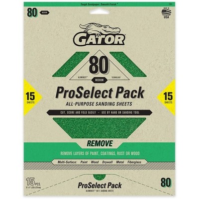 Gator 7281 80 Grit 9" x 11" Premium Dry Sand Sheet-Remove (15pk) | eBay