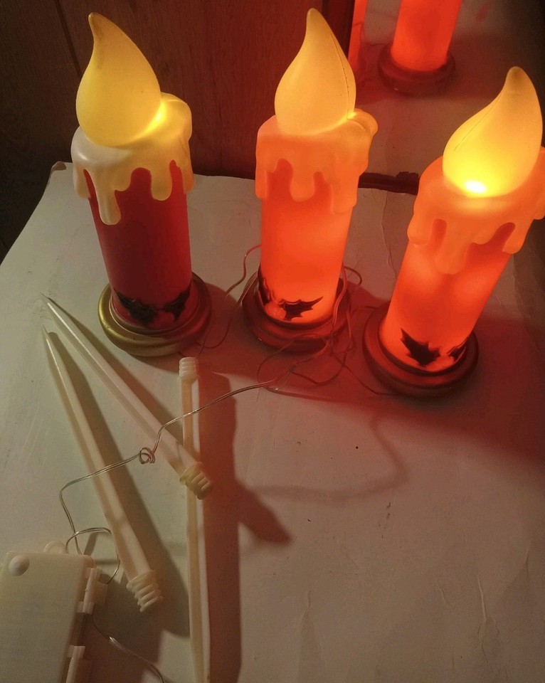 Holiday Time Set of 3 Blow Mold Candle 17in Long Pathway Markers 9.5in ...