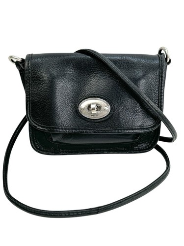 Fossil Pebbled Soft Leather Crossbody Bag In Black Small / Mini | eBay