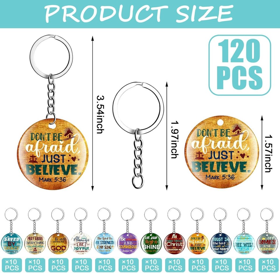 Janmercy 120 Pcs Acrylic Christian Keychain Floral Bible Verse Keychain ...