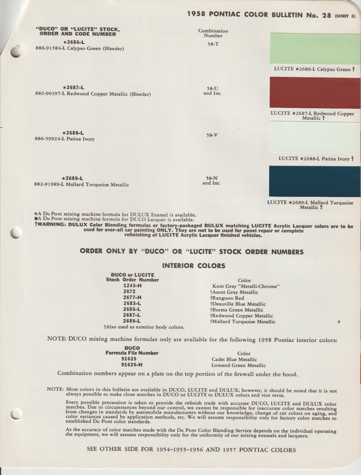 1958 PONTIAC PAINT CHIPS SPRING COLORS INCLUDED (DUPONT) | eBay