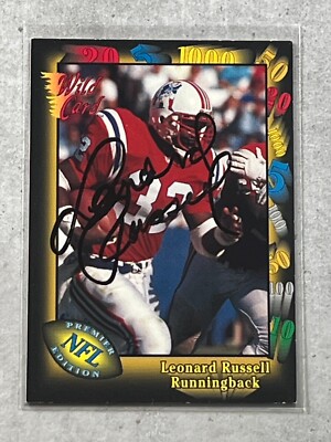 1991 Wild Card Football Leonard Russell On Card Auto Rookie RC #76 ...