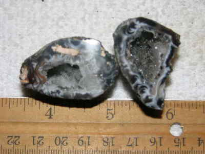 2 Agate geode halves cut & polished with druzy crystal centers V27 | eBay