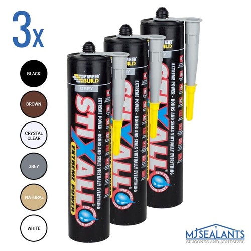 3x Everbuild Stixall Extreme Power Hybrid Polymer Grab Adhesive Sealant ...