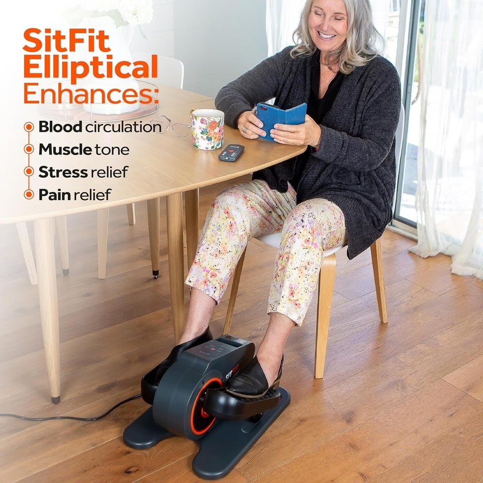 SITFIT Powered Foot Pedal Exerciser Under Desk Elliptical Exercise Bike ...