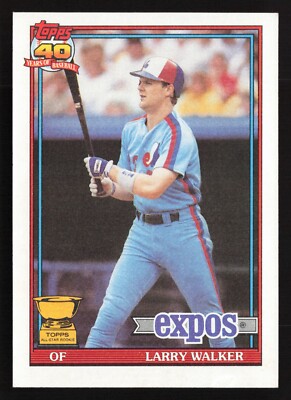 1991 Topps #339 Larry Walker Rookie Gold Cup Card Montreal Expos HOFer ...