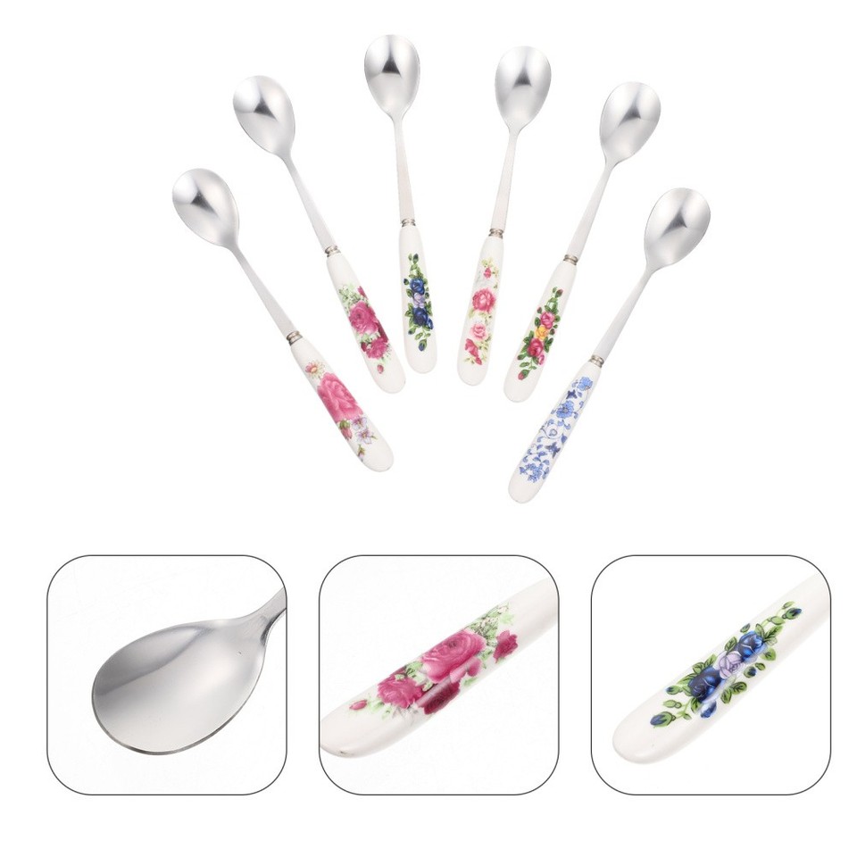 6 Pcs Vintage Spoons Coffee Woman Mini Stirrer Porcelain Handle ...