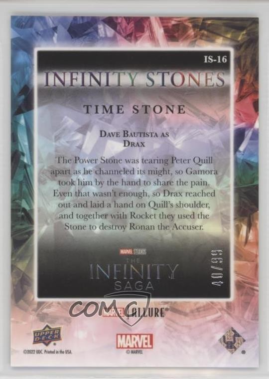 2022 Marvel Allure Infinity Stones Gold Time Stone 40/99 Dave Bautista ...