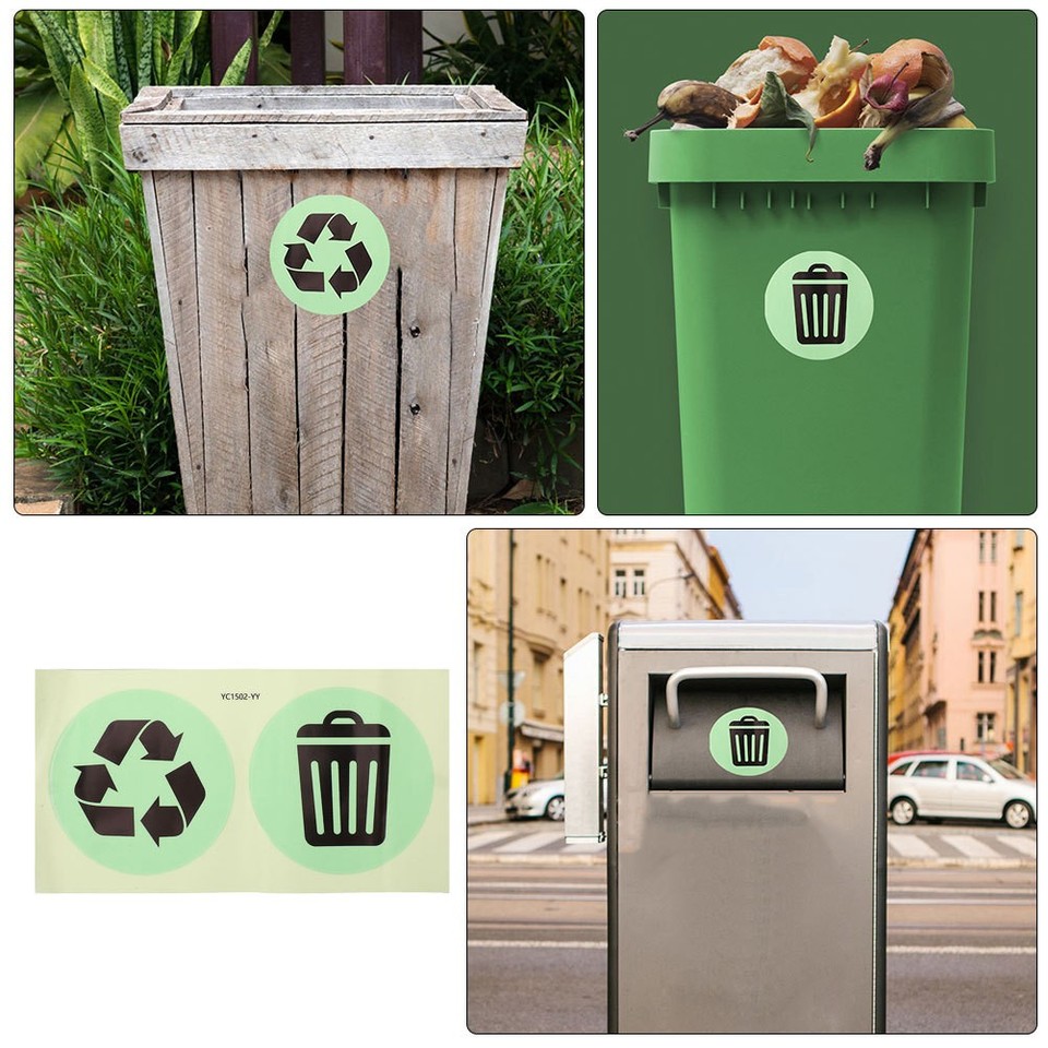Trash and Recycling Stickers Recycle for Bins Garbage Can Decals Circle ...