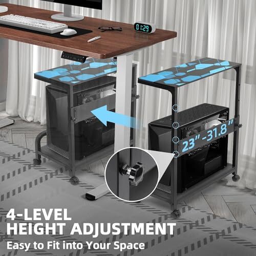 Computer Tower Stand Height Adjustable 2 Tier Floor Stand for Top ...