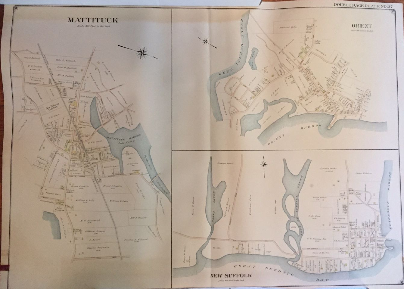 1909 MATTITUCK ORIENT & NEW SUFFOLK LONG ISLAND NEW YORK PLAT ATLAS MAP ...