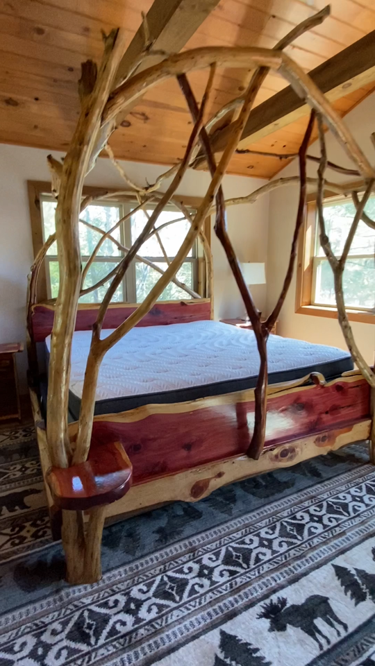 Rustic Cedar Log Canopy Bed –Full Size Frame with 2" Thick Headboard ...