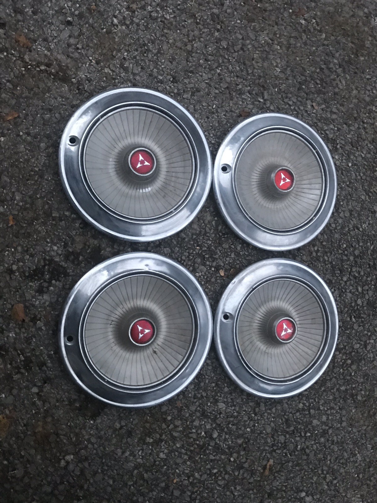 Vintage Set of 4 1960s 1970s Dodge Hub Caps Wheel Covers Red Center Cap ...