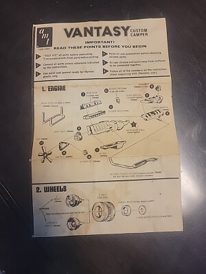 VINTAGE ORIGINAL AMT 1:25 Vantasy Custom Camper INSTRUCTIONS ONLY ...