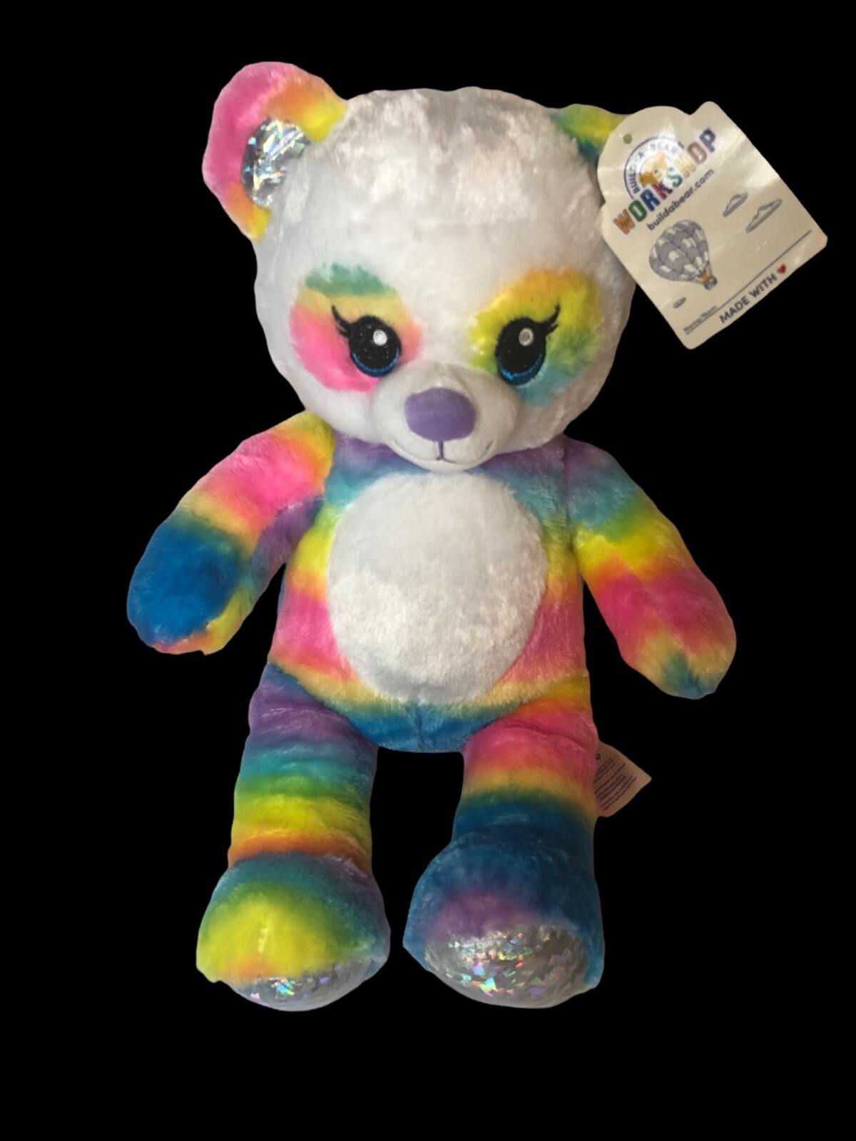 BUILD A BEAR RAINBOW FRIENDS PLUSH STUFFED COLORFUL PANDA BEAR NEW W ...