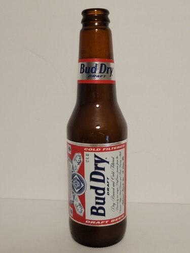 Bud Dry Draft Discontinued Empty 12oz Beer Bottle Budweiser Anheuser ...