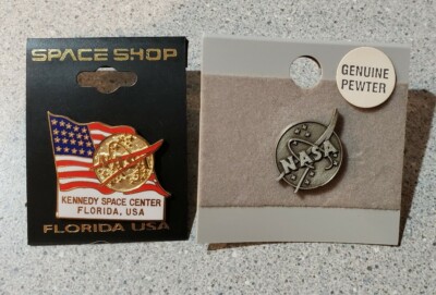 [Lot of 2] NASA Lapel/Hat Pins: Pewter Logo & Kennedy Space Center ...