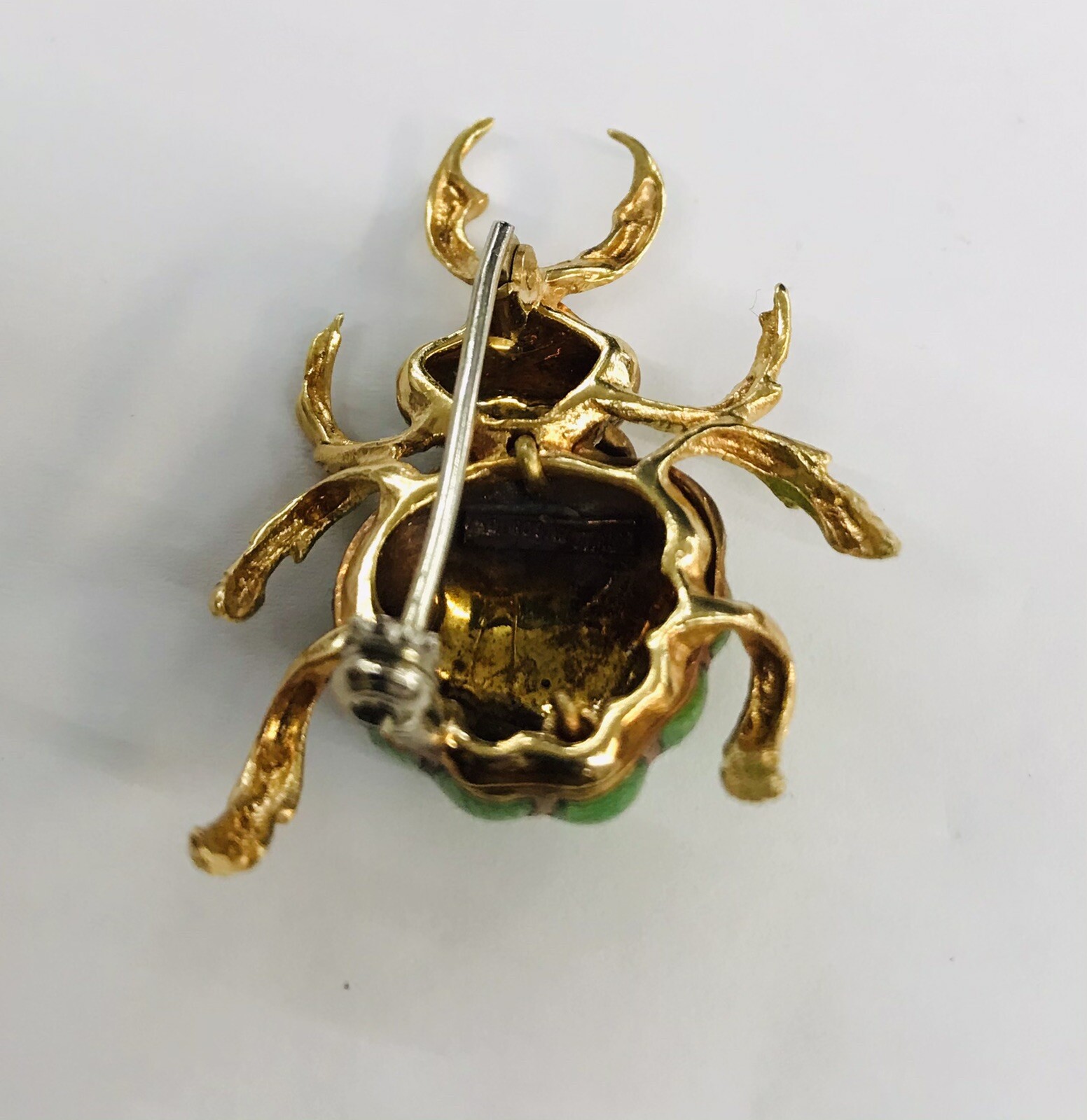 Midcentury Italian Enameled Gold Horned-Beetle Pin Brooch 18K Gold | eBay