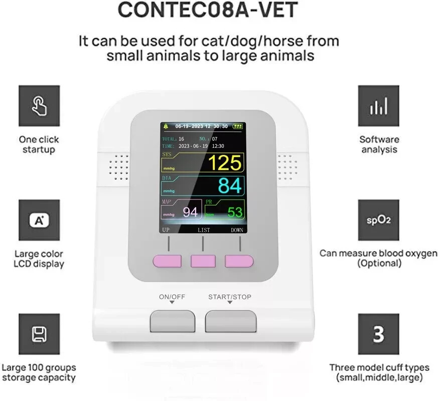 Digital Veterinary Blood Pressure Monitor NIBP cuff+USB, Dog/Cat/Pets ...