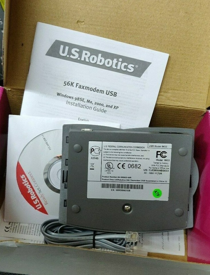 USRobotics 5633B External 56Kbps FAX/Modem with USB & ETH. Cables, CD ...