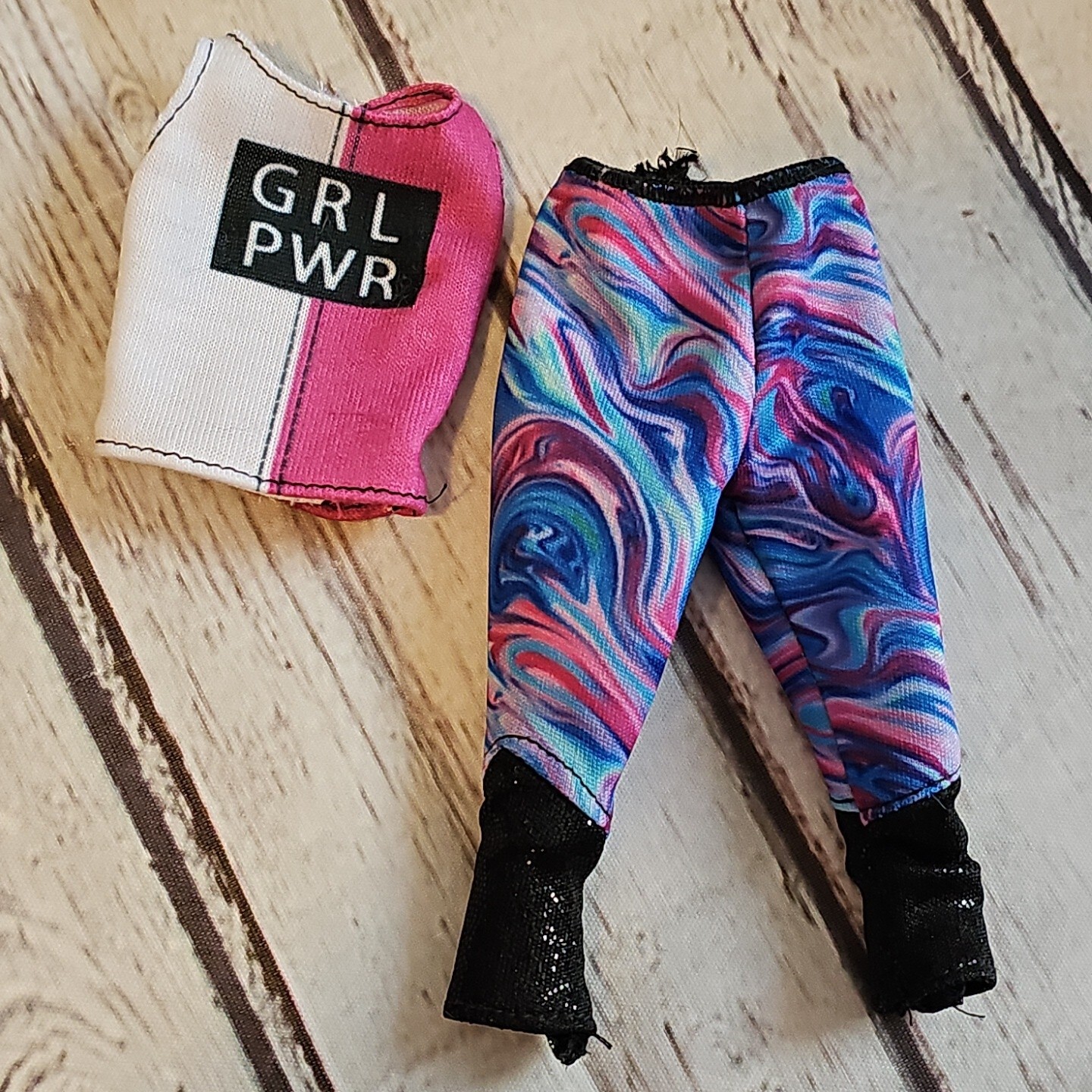 Barbie Fitness Doll Workout Outfit GRL PWR Girl Power Top Tie Dye Yoga ...