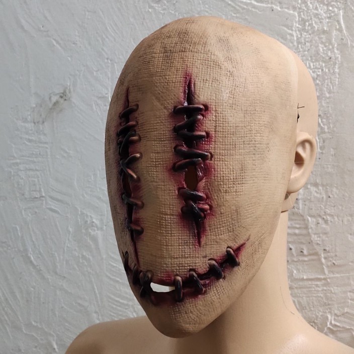 Scary Halloween Faceless Man Mask Latex Sewn Mouth Headgear Party Prank ...