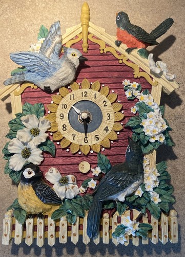 1997 JGI Musical Chimes Working Wall Clock Birds Flowers Chirping | eBay
