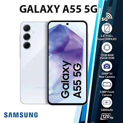 Samsung Galaxy A55 5G Android Cell Phone (Blue, 12GB+256GB, Dual SIM ...
