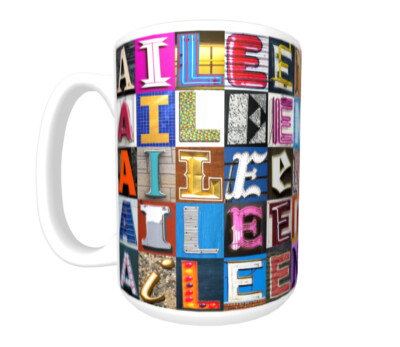 AILEEN Coffee Mug / Cup featuring the name in photos of sign letters | eBay