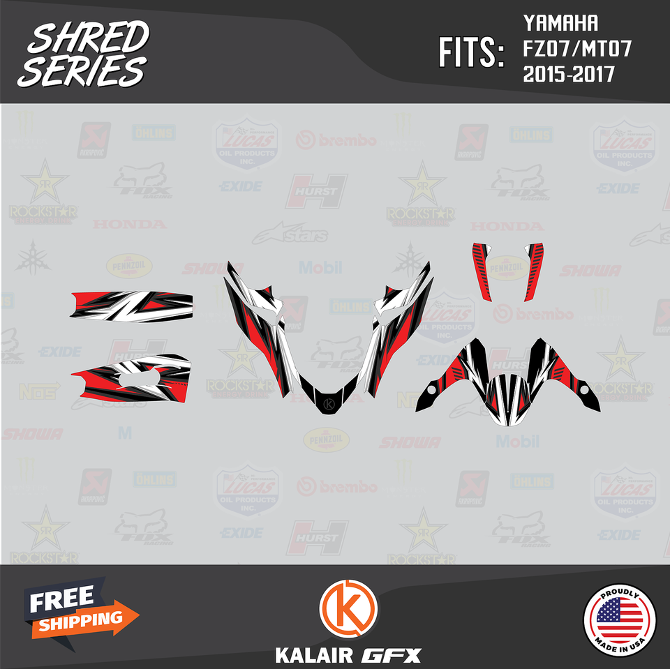 Graphics Kit for YAMAHA FZ-07 MT-07 (2015-2017) Shred - Red | eBay