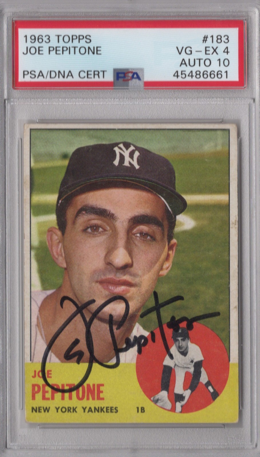Joe Pepitone 1963 Topps PSA/DNA Signed Autograph Card Auto New York ...