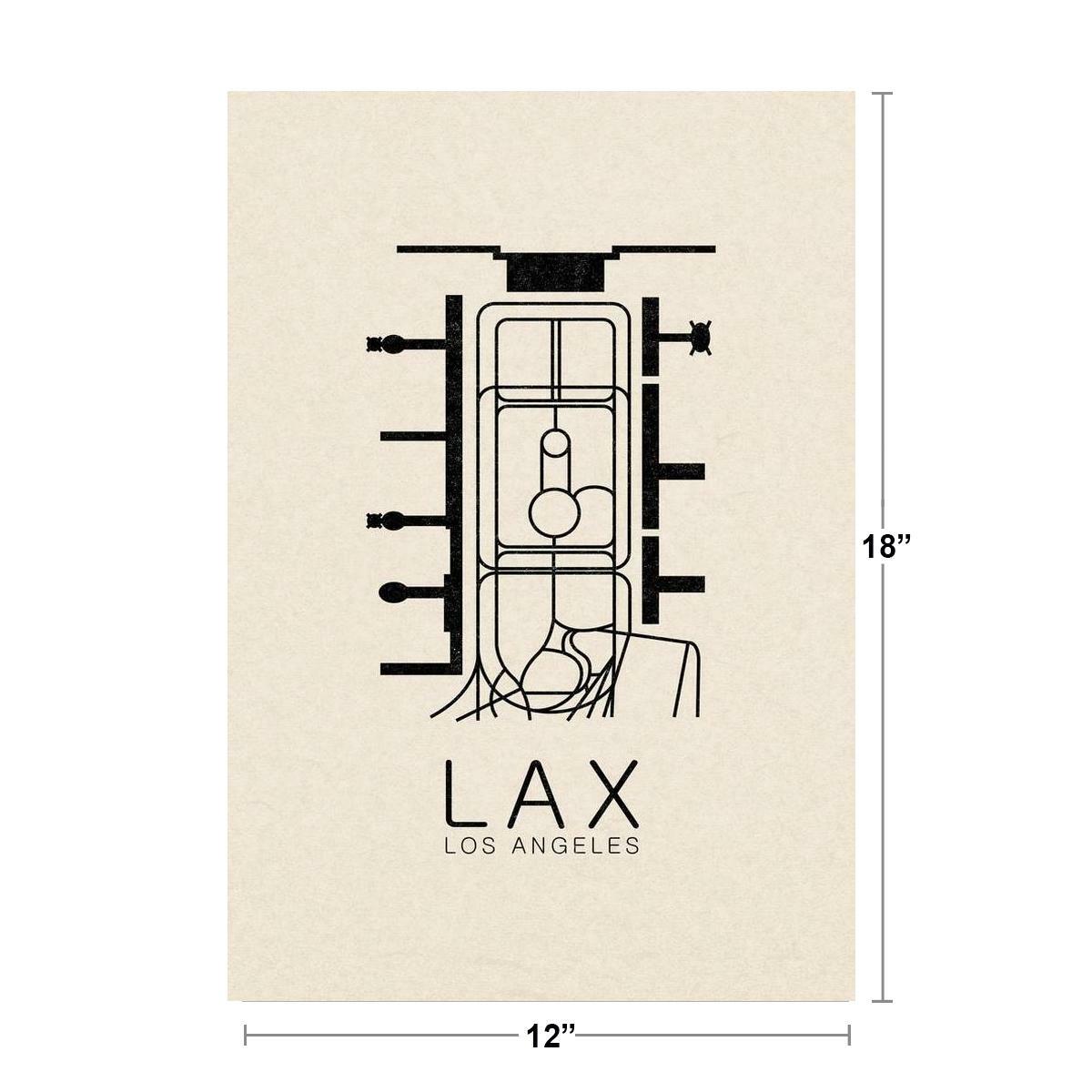 LAX Los Angeles Airport Map Art Cool Wall Decor Art Print Poster 12x18 ...