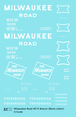 K4 O Scale Decals Milwaukee Road 40 Ft Boxcar White Block Letter | eBay