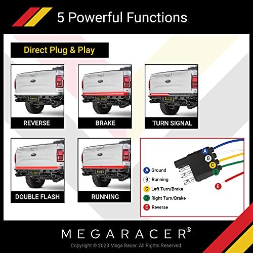 Mega Racer Single Row 60 Inch LED Tailgate Light Bar for Trucks - 5 ...