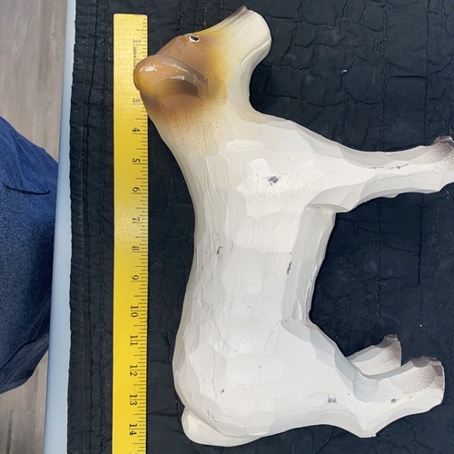 James Haddon Folk Art Wood Hand Carved Painted White Dog Jack Russel I ...