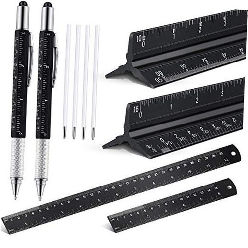 10 Pieces 12 Inch Architectural Scale Ruler Aluminum Triangular ...