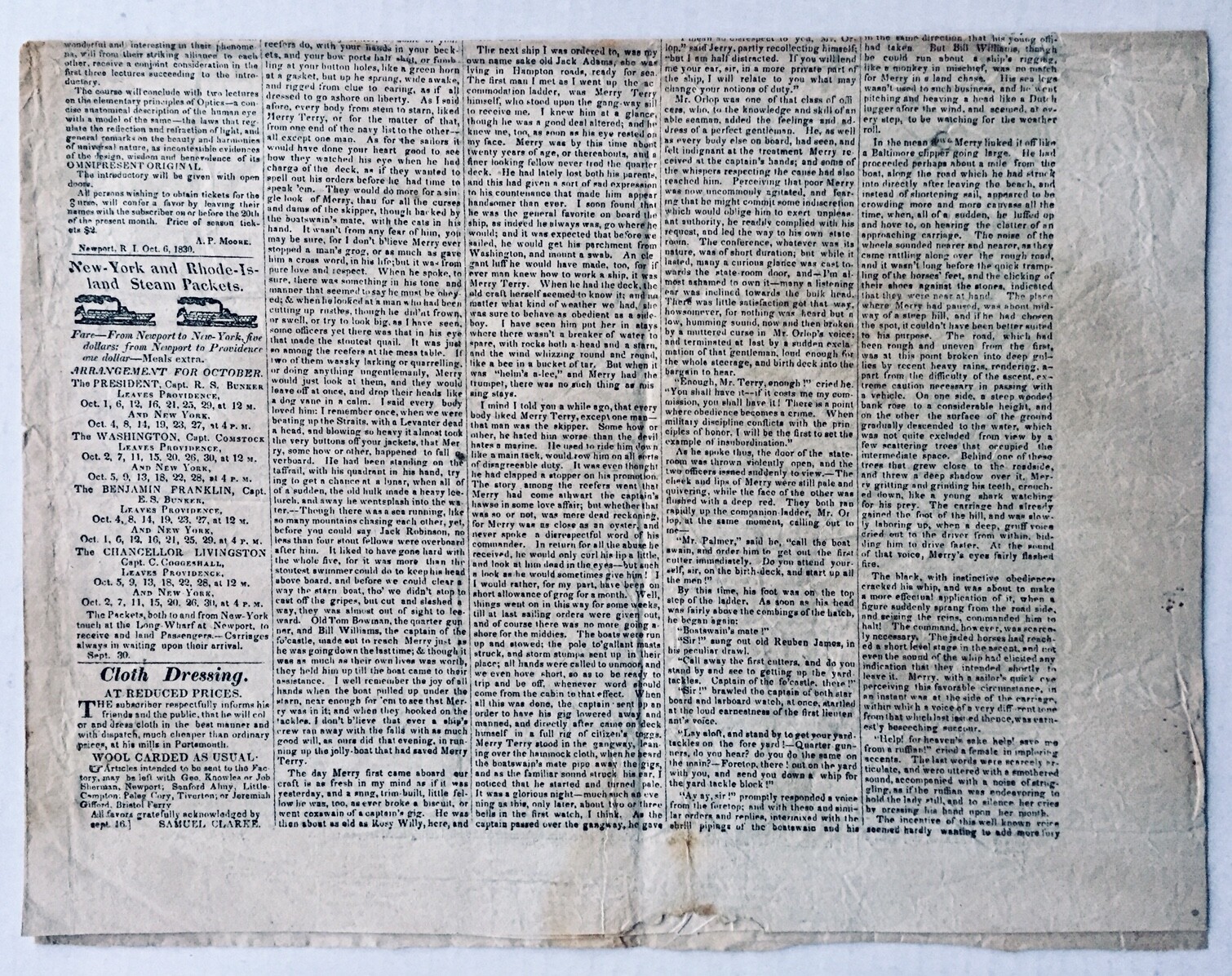 RHODE ISLAND REPUBLICAN newspaper NEWPORT R.I. November 18 William Read ...