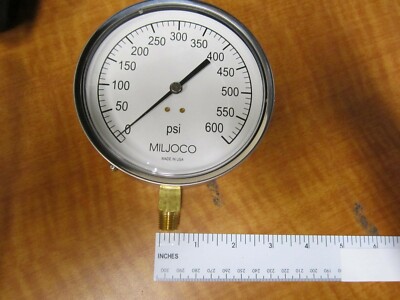 MILJOCO (P4598L10) Pressure Gauge, 0 to 600 psi, 4-1/2" Dial Connect Sz ...